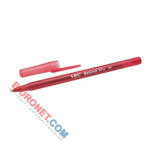 Długopis BIC Round Stick M 1.0 mm, jednorazowy ze skuwką, czerwony ...